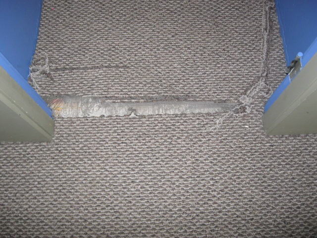 Berber tears in carpet from Cat - Curlys Carpet Repair